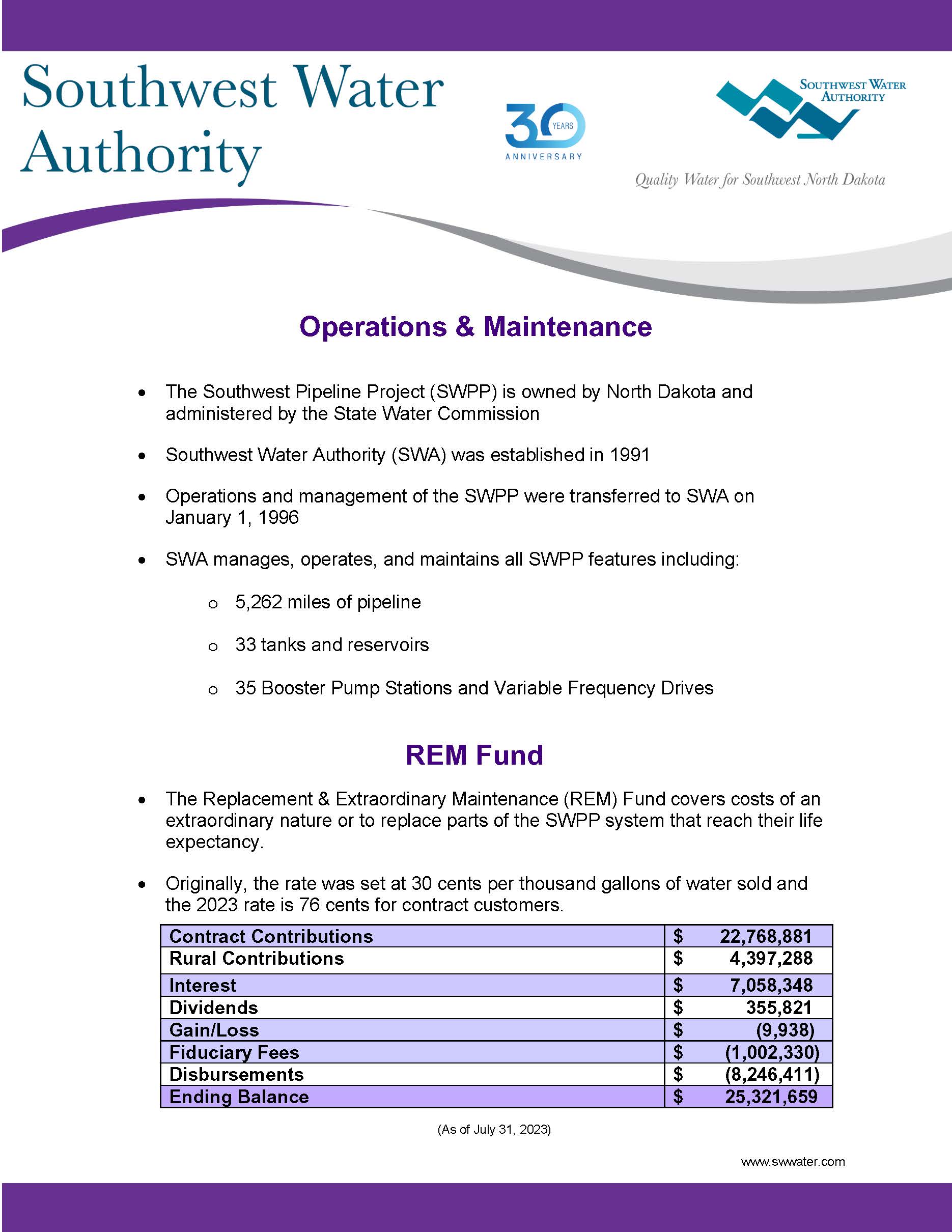 SWA Information - Southwest Water Authority